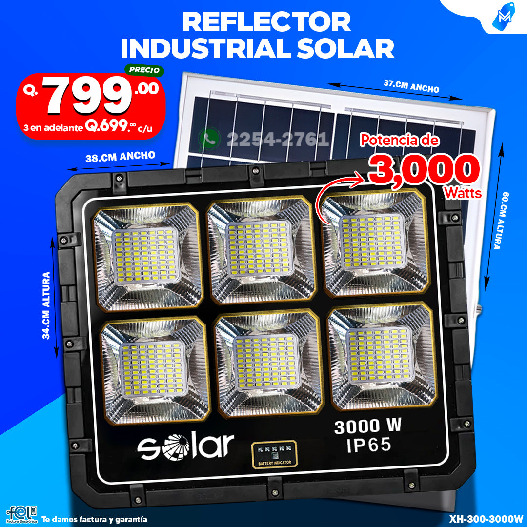 Reflector Industrial Solar de 3,000 Watts, Resistente y Práctico 💪🔆🌞 🔦 ...