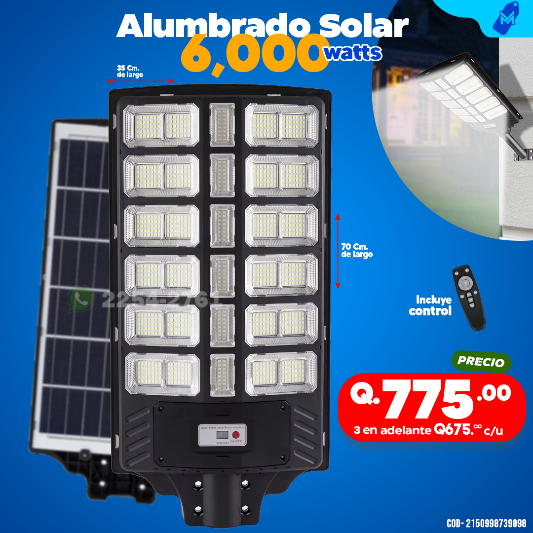 Alumbrados Solares Profesionales Industriales con Panel solar de 6000 ...