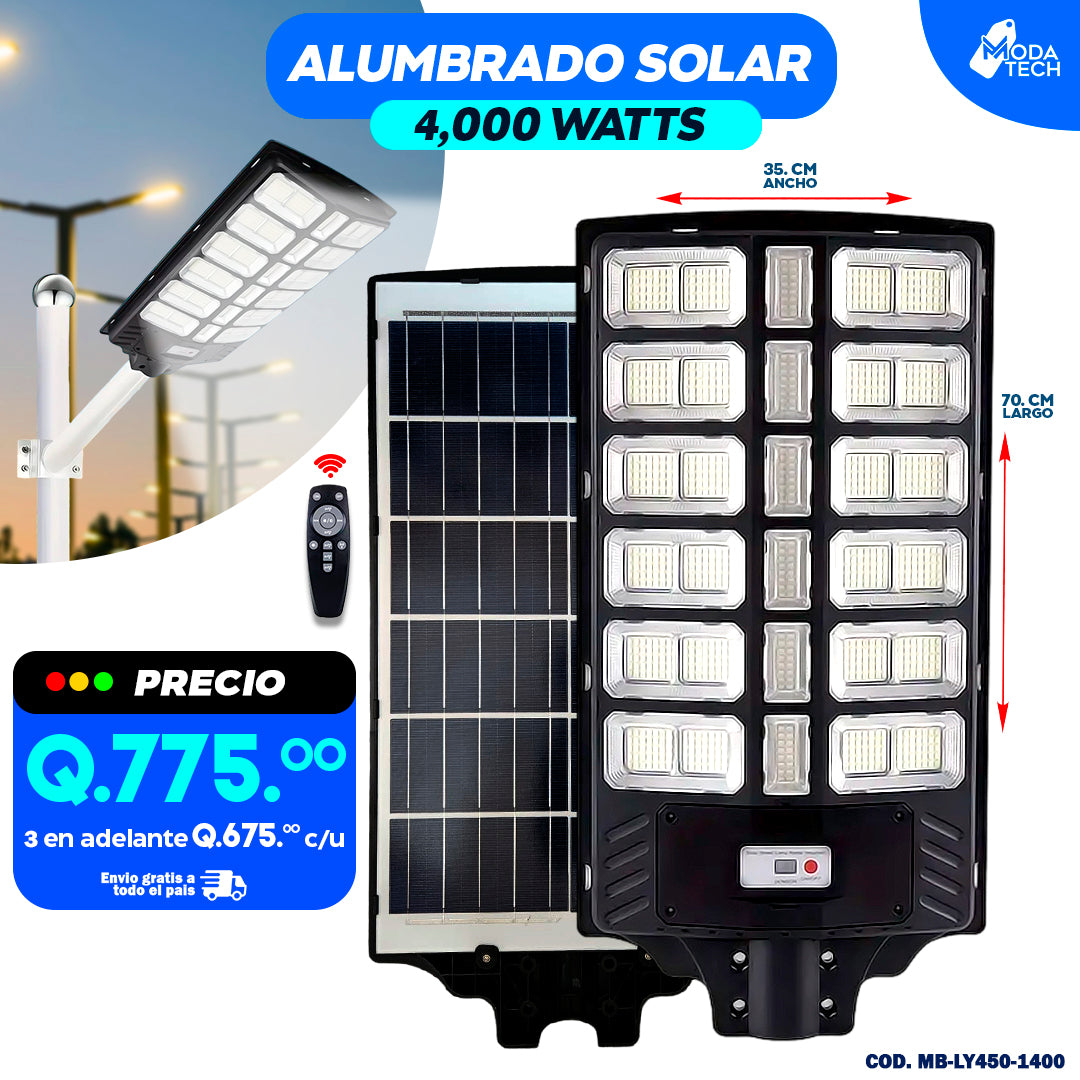 Alumbrados Solares Profesionales Industriales con Panel solar 4,000 Wa ...
